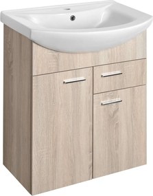 Aqualine Zoja - Umyvadlová skříňka 62x74x32 cm, 2x dvířka, 1x zásuvka, dub platin 51165