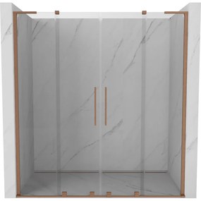 Mexen Velar L Duo, posuvné sprchové dveře do otvoru 170 cm, 8mm čiré sklo, měděná matná, 871-170-003-02-65