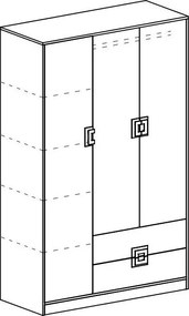 Casarredo - Komfort nábytek Dětská šatní skříň NIKO 3, 3-dveřová, dub jasný/bílá/popel