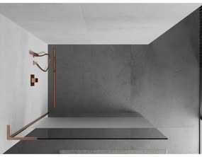 Mexen Kioto L, sprchová zástěna Walk-In 100 x 200 cm, 8mm čiré sklo-námraza, měděný matný profil, 800-100-103-65-35