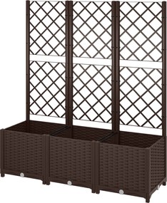Outsunny PP Zahradní Květináč s Trellis Velký Exteriérový Květináč s Odkapávacími Otvory a Zásobníky Vody pro Popínavé Rostliny Podpora pro Zahradu, T