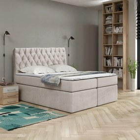Eka Kontinentální čalouněná postel Luxurious - Cassablanca (140x200 cm) Barva látky Trinity: Krémově bíla (Trinity 2301)