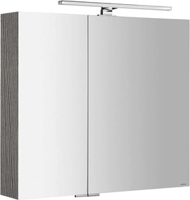 Sapho Mirró - Zrcadlová skříňka s LED osvětlením 80x70x16 cm, 2x dvířka, dub stříbrný MC080-0011