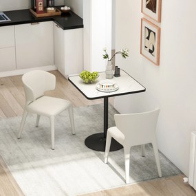 HOMCOM Jídelní stůl pro 4 osoby v moderním stylu s bílým mramorovým efektem a kulatým podstavcem, 70 x 70 cm, bílý