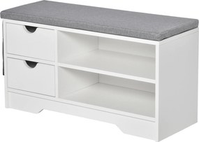 HOMCOM Botník s Sedadlem, 2 Poličkami, Odnímatelným Polštářem a 2 Zásuvkami. Předsíňová Lavice pro 4 Pairs Bot pro Moderní Předsíň 80,5x30,5x43,5 cm B
