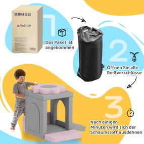 AIYAPLAY 12dílná sada pěnových kostek k lezení, stavění, plazení, vnitřní herní podložky s kordurovým potahem, šedá+růžová
