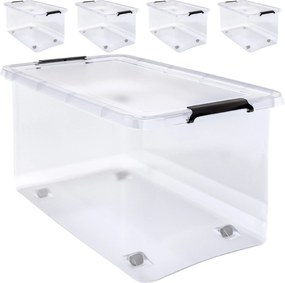 Úložný box sada 4 ks průhledná 60x40x35cm 60L stohovatelný