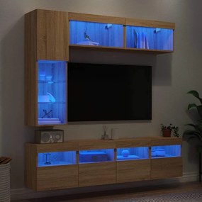 7dílná obývací stěna s LED osvětlením dub sonoma 3216759