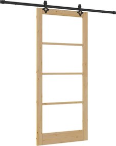 Posuvné dveře Přírodní 93 x 211 cm Masivní borové dřevo a sklo 3332317
