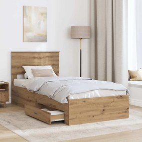 Rám postele s čelo Dub artisan 90 x 190 cm Kompozitní dřevo 3410957