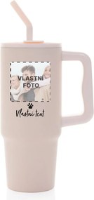 Personalizovaná nerezová termoska s barevným víčkem s fotkou mazlíčka a textem