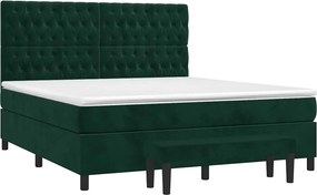Box spring postel s matrací tmavě zelená 180x200 cm samet 3138040