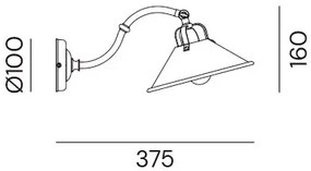 Il Fanale 204.04.OO Cascina, nástěnné svítidlo z mosazi, 1x10W E14, výška 16cm