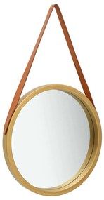 Nástěnné zrcadlo s popruhem 40 cm zlaté 320361