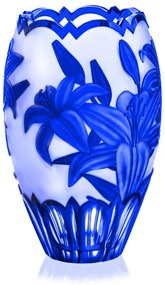 Bohemia Crystal Ručně broušená váza Lilie Modrá 300mm