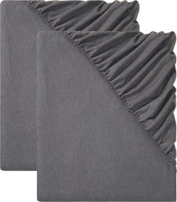 Livarno Home Sada napínacích prostěradel z jemného flanelu, 90–100 x 200 cm, tmavě šedá, 2dílná