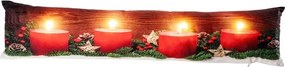 Polštář proti průvanu s LED ČERVENÉ SVÍČKY 18 x 85 cm