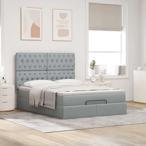 Osmanský rám postele s matrací světle šedá 140x190cm textil 3313237