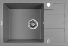 Laveo Barbados, 1-komorový granitový dřez 650x440x215 mm, šedá, LAV-SBB_513T