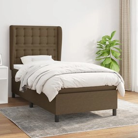 Box spring postel s matrací tmavě hnědá 90x200 cm textil