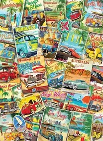 EUROGRAPHICS Puzzle Retro cestovatelská koláž / 1000 dílků / 48 x 68 c
