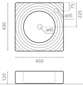 Bathco 0081 - Umyvadlo na desku GOTA 45x45 cm porcelán/bílá