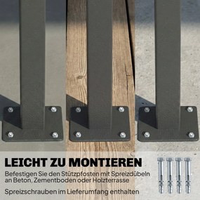Outsunny zatahovací neprůhledná boční roleta — clona pro soukromí, UPF 50+, voděodpudivá a odolná proti větru, 420 × 185 cm — tmavě šedá