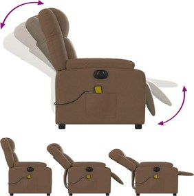 Elektrické masážní polohovací křeslo hnědé textil 3205194