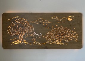 Li-Go "Tři duby" světelný obraz s baterií 110x50cm varianta: ovládání na obraze bez dálkového ovladače, provedení: bříza