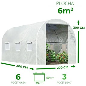 BPS-koupelny Zahradní fóliovník HYD-ZF1-03W, 3x2 m, bílý