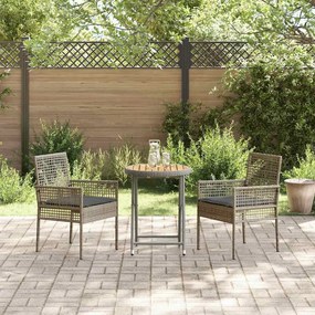 Zahradní bistro set 3 ks Šedá polyratan 3334968