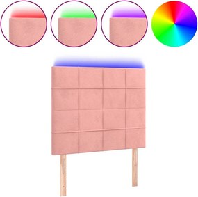 Čelo postele s LED růžové 100x5x118/128 cm samet 3122471