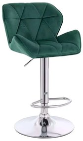 LuxuryForm DESIGN Barová židle MILANO VELUR na stříbrné kulaté podstavě - zelená
