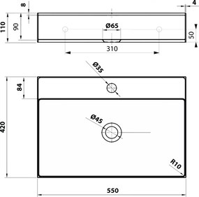 Sapho AURUM nerezové umyvadlo 55 x 42 cm včetně výpusti bez přepadu zlatá mat AU202