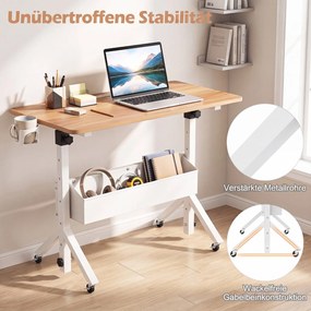 Costway Stůl k stání, výškově nastavitelný 70-117 cm, na kolečkách