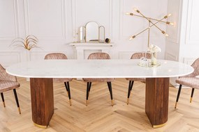 Luxusní jídelní stůl z masivu s mramorovou deskou Gatsby Mango 240cm