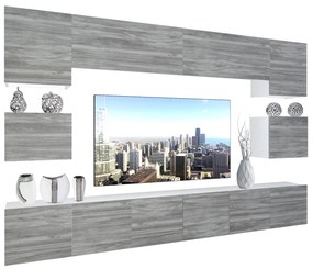 Obývací stěna Belini Premium Full Version  šedý antracit Glamour Wood+ LED osvětlení Nexum 49