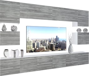 Obývací stěna Belini Premium Full Version  šedý antracit Glamour Wood+ LED osvětlení Nexum 49  NEX 3/0/W/GW1/0/0/PP