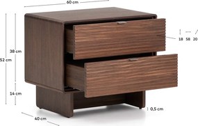 Noční stolek v dekoru ořechu v tmavě přírodní barvě Norlen – Kave Home