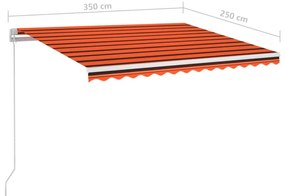 vidaXL Marketos Ručně zatahovací markýza s LED světlem 350x250 cm oranžovohnědá