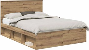 Rám postele Umělecký dub 135 x 190 cm Masivní borové dřevo 3411027