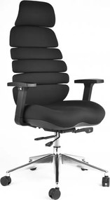 Kancelářská ergonomická židle SPINE s podhlavníkem — látka, nosnost 130 kg Šedá