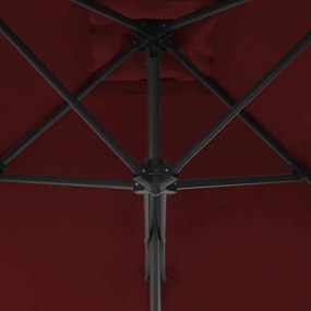 Zahradní slunečník s ocelovou tyčí bordó 250 x 250 x 230 cm 312514