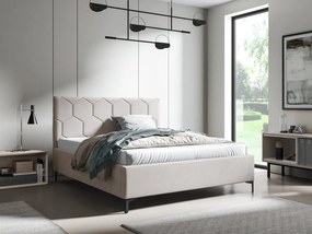 Eka Čalouněná postel MEDOX+ 90x200 cm Barva látky Trinity: Krémově bíla (Trinity 2301), Úložný prostor: S kovovým rámem úložného prostoru