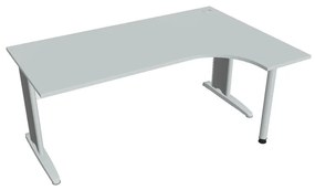 Stůl ergo oblouk levý 180×120/80 cm - Hobis Cross CE 1800 L Dekor stolové desky: šedá, Dekor lamino podnože: bílá, Barva nohou: Stříbrná