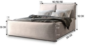 MSL Kontinentální čalouněná postel MONTY (180 x 200 cm) Barva látky: POSO 34