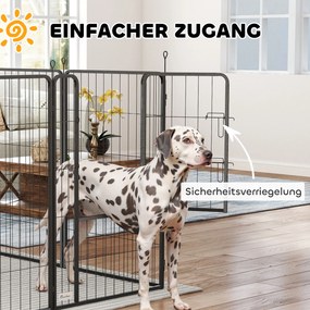 PawHut Playpen pro štěňata s 12 panely 68x100 cm - Dveře, kolíky do země, flexibilní, skládací ochranný kryt - Volný prostor, 100 cm vysoký