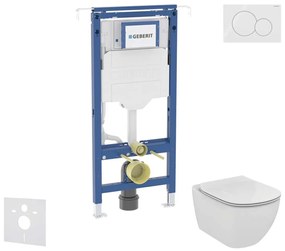 Geberit Duofix - Set předstěnové instalace, klozetu a sedátka Ideal Standard Tesi, tlačítka Sigma01, Aquablade, SoftClose, alpská bílá SANI11CD3133