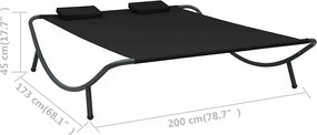 Zahradní lehátko textil černé 313529