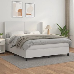 Box spring postel s matrací bílá 180x200 cm umělá kůže 3132394